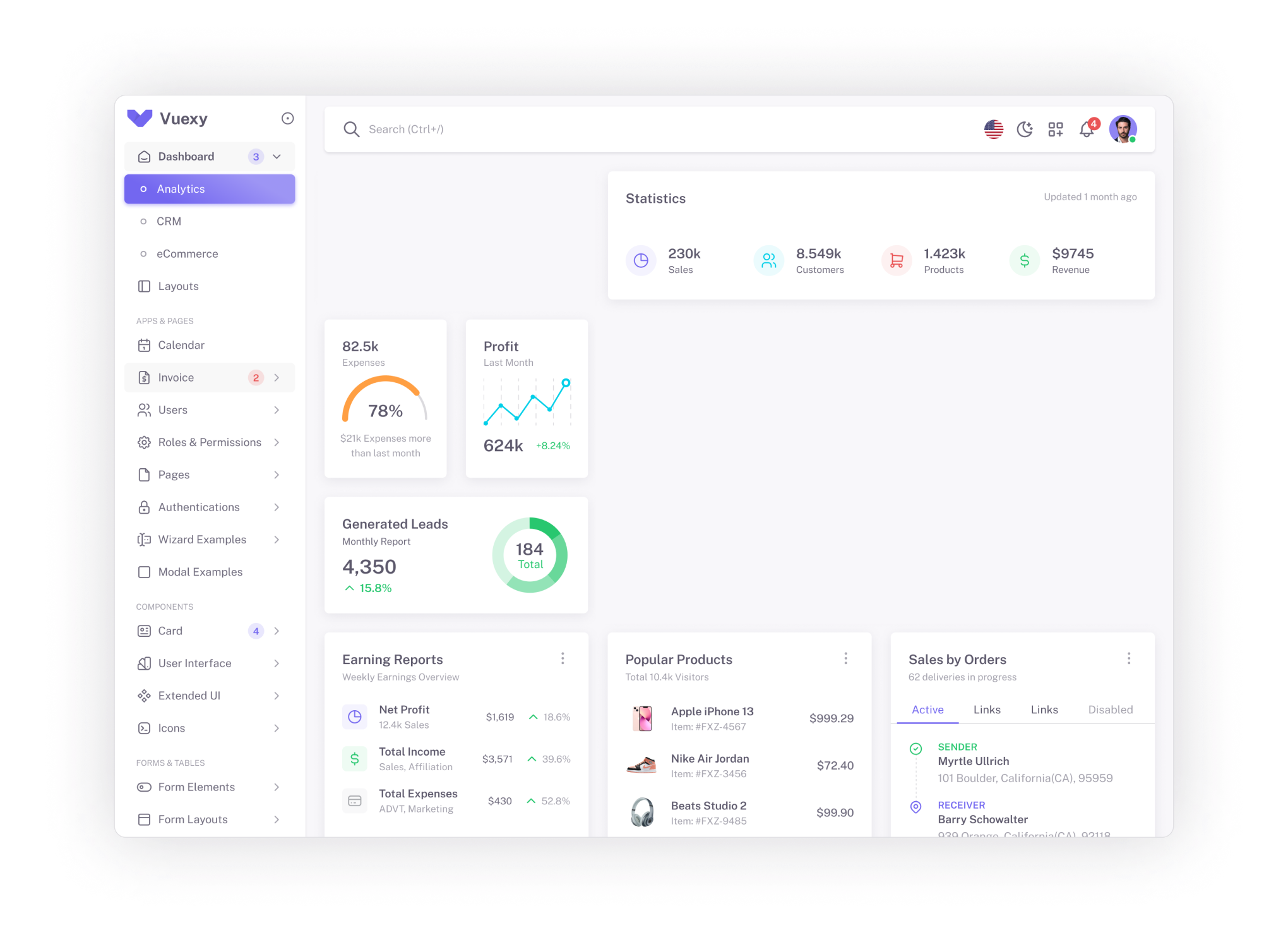 Vuexy - Vuejs Admin Dashboard Template